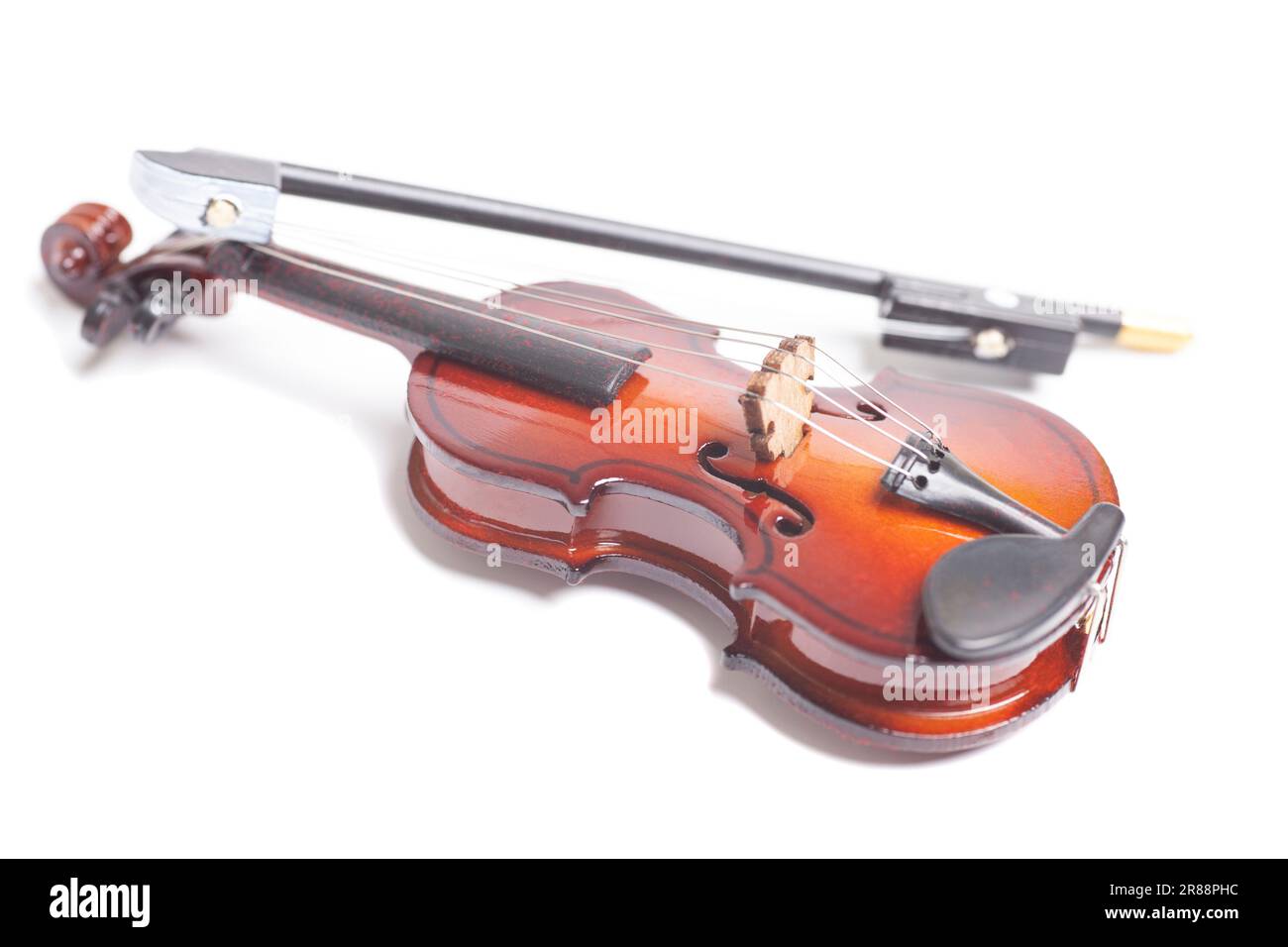 Violin with bow isolated on white background Stock Photo - Alamy