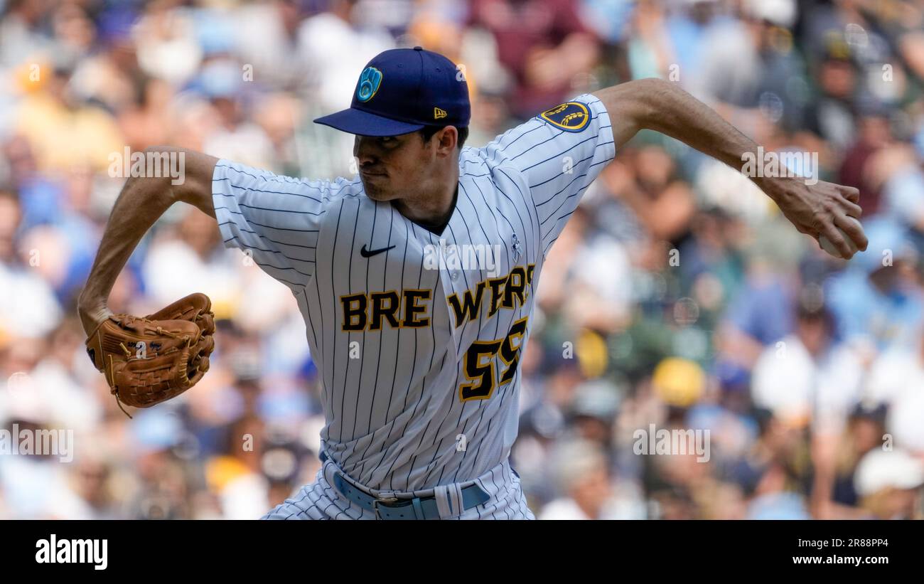 Milwaukee Brewers' Hoby Milner throws during the seventh inning of a ...