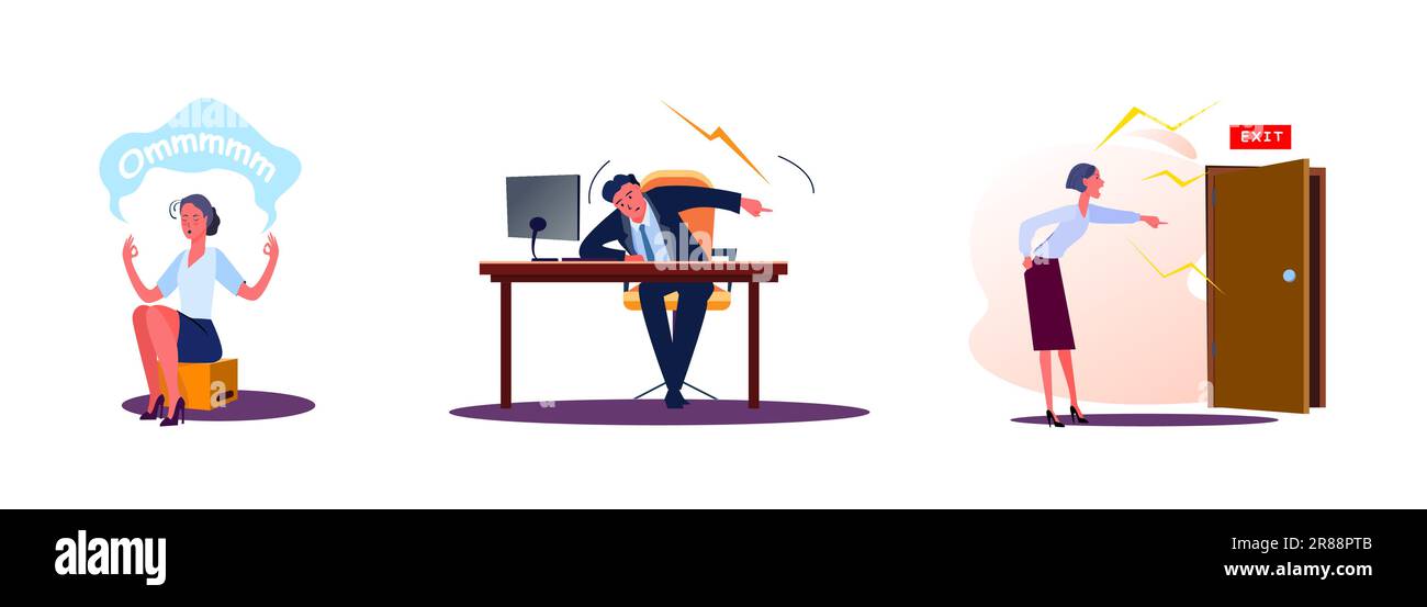 Set of angry people screaming, pointing at door Stock Vector Image ...