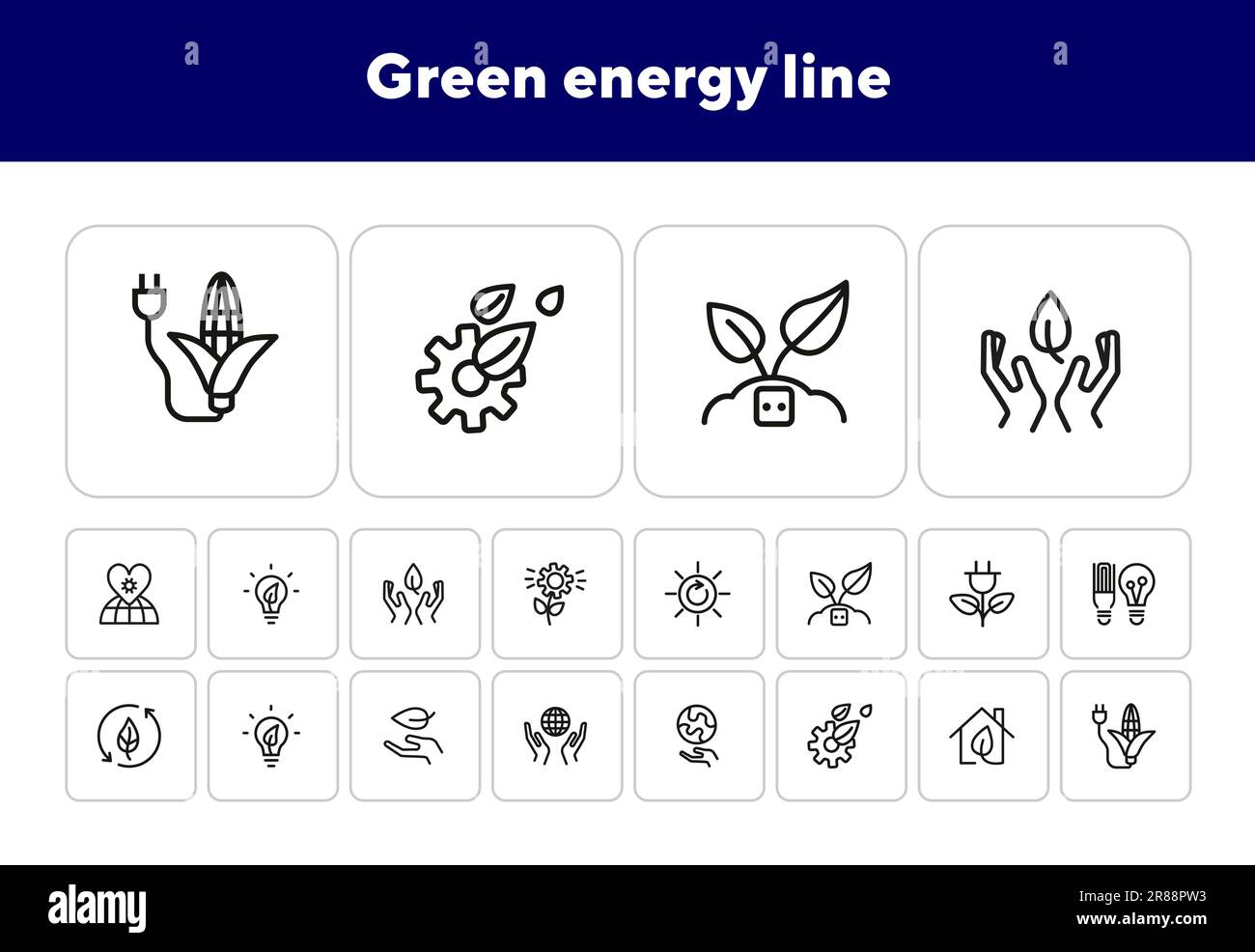 Green energy line icons Stock Vector Image & Art - Alamy