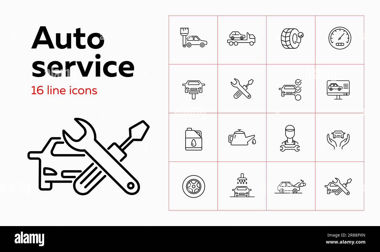 Auto service line icon set Stock Vector Image & Art - Alamy