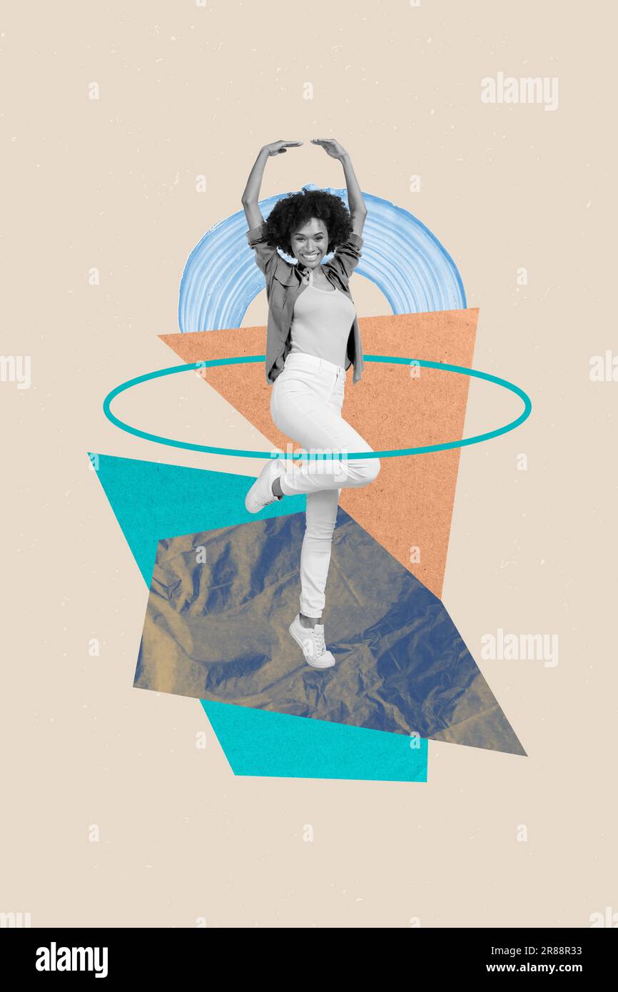 Vertical creative artwork collage woman dance ballerina concept ...