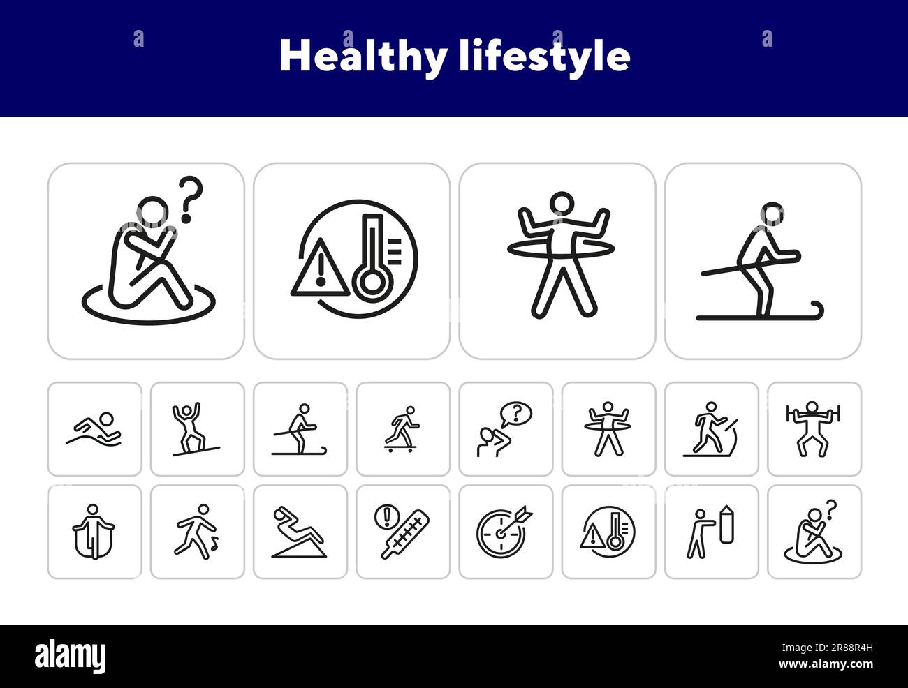 Healthy lifestyle line icon set Stock Vector Image & Art - Alamy