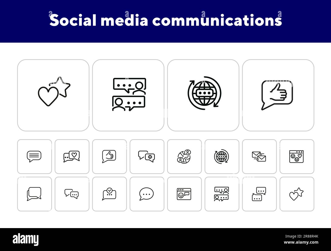 Social media communications line icon set Stock Vector Image & Art - Alamy