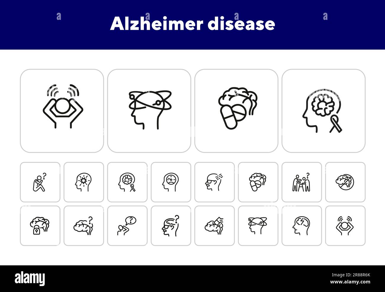Alzheimer disease line icon set Stock Vector Image & Art - Alamy