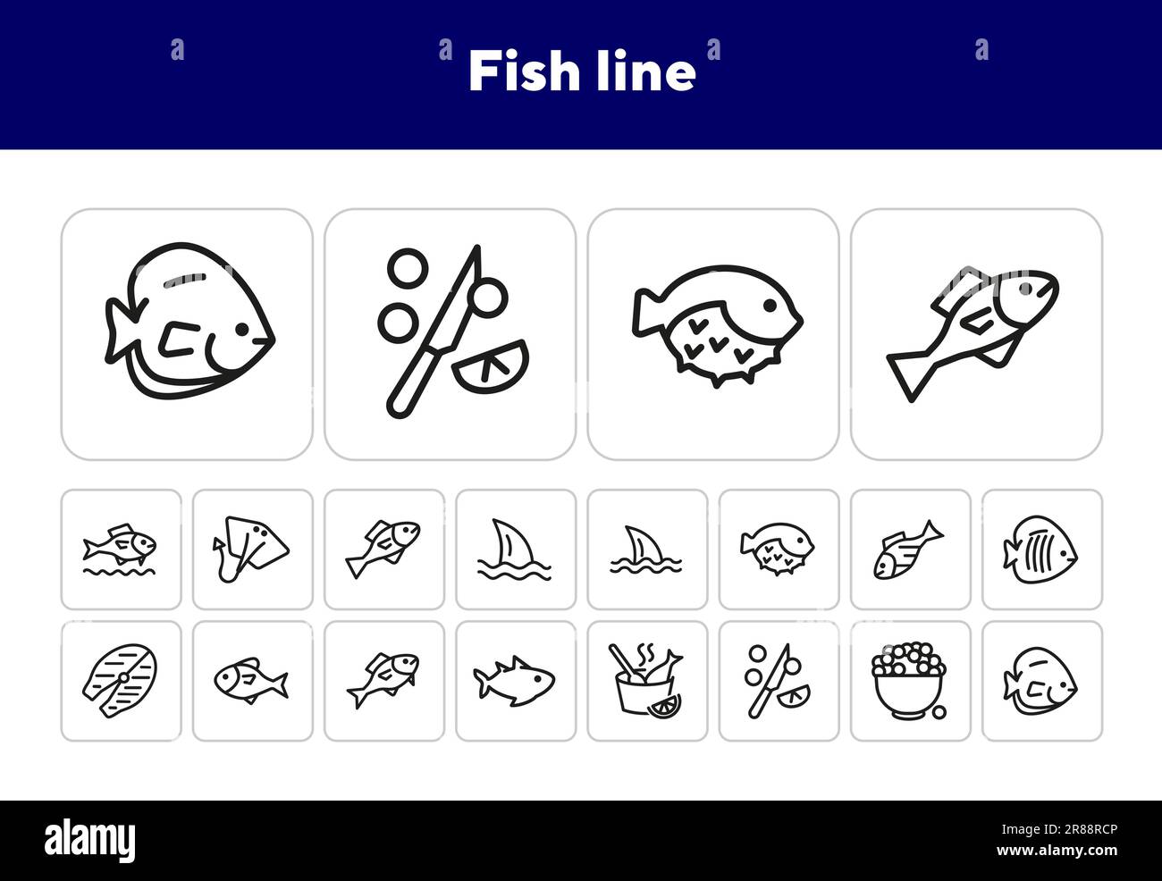 Fish line icons Stock Vector Image & Art - Alamy