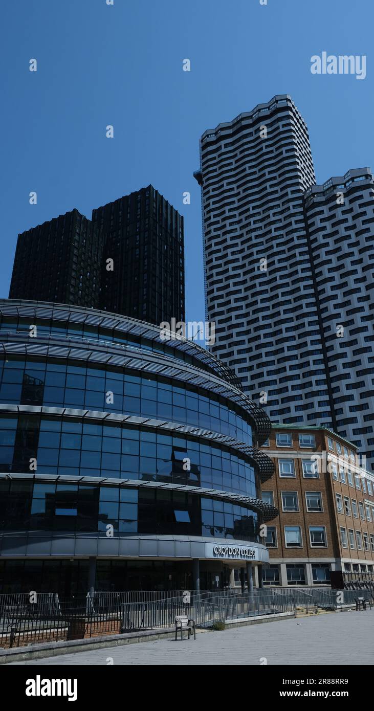 Entrance to Croydon College now dwarfed by two new modular skyscrapers ...