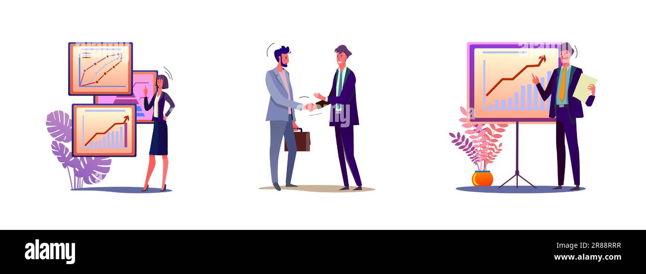 Set of business people making presentation Stock Vector Image & Art - Alamy