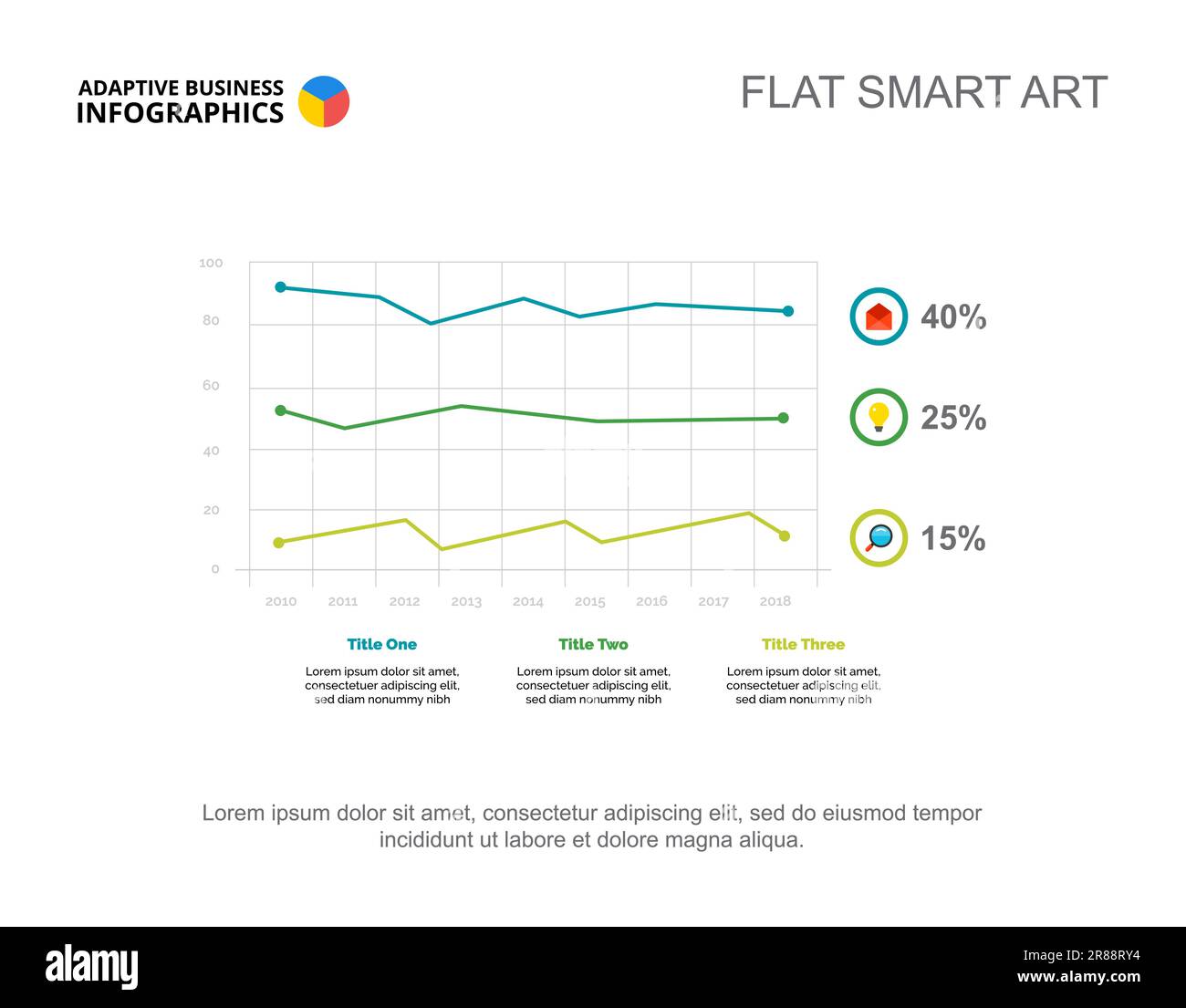 Three Progress Line Charts Slide Template Stock Vector Image & Art - Alamy