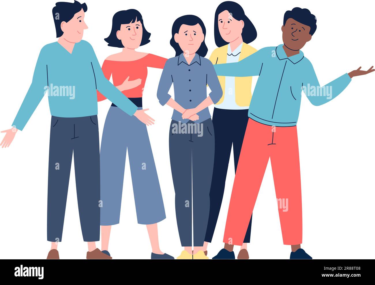 Friends together in grief, consoled and support sad friend. Empathy and ...