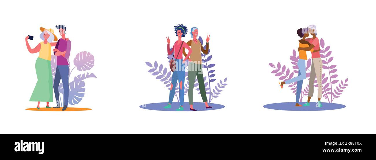 Set of cheerful people posing Stock Vector Image & Art - Alamy