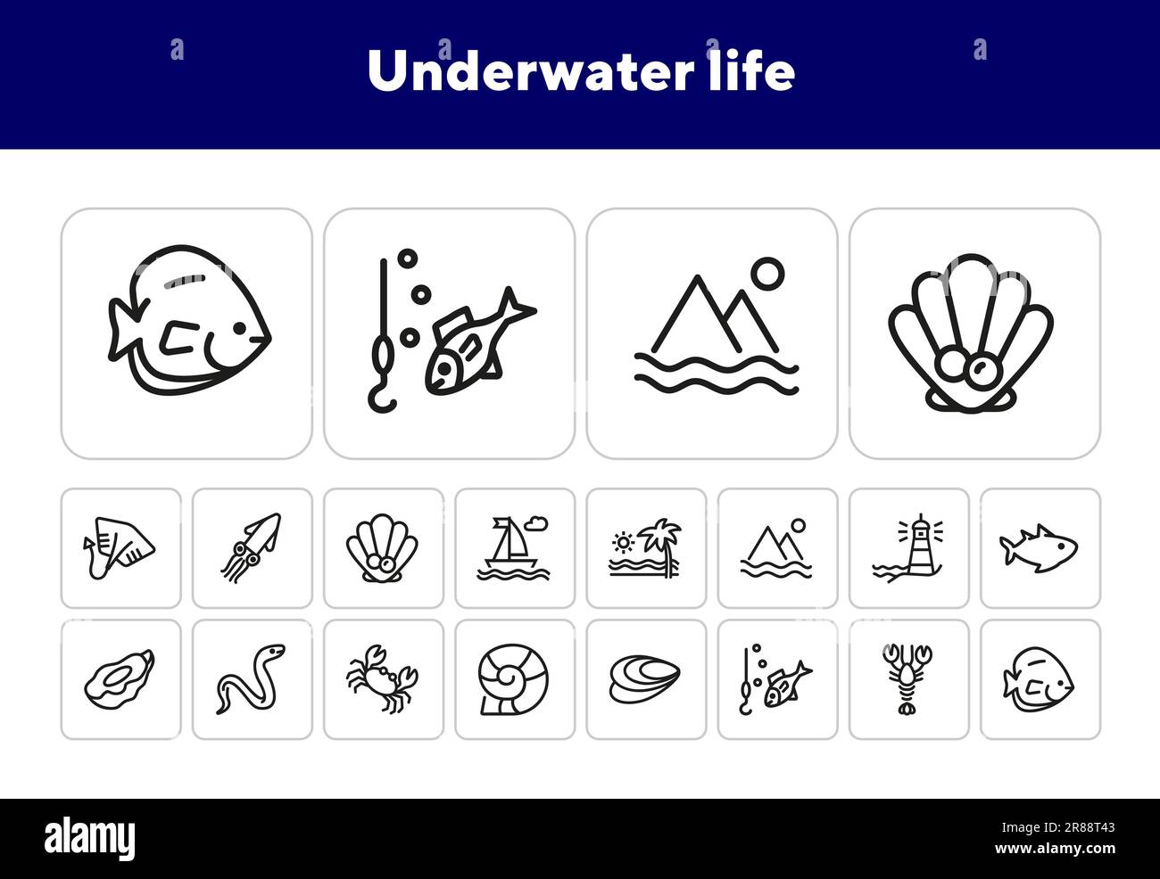 Underwater life line icon set Stock Vector Image & Art - Alamy