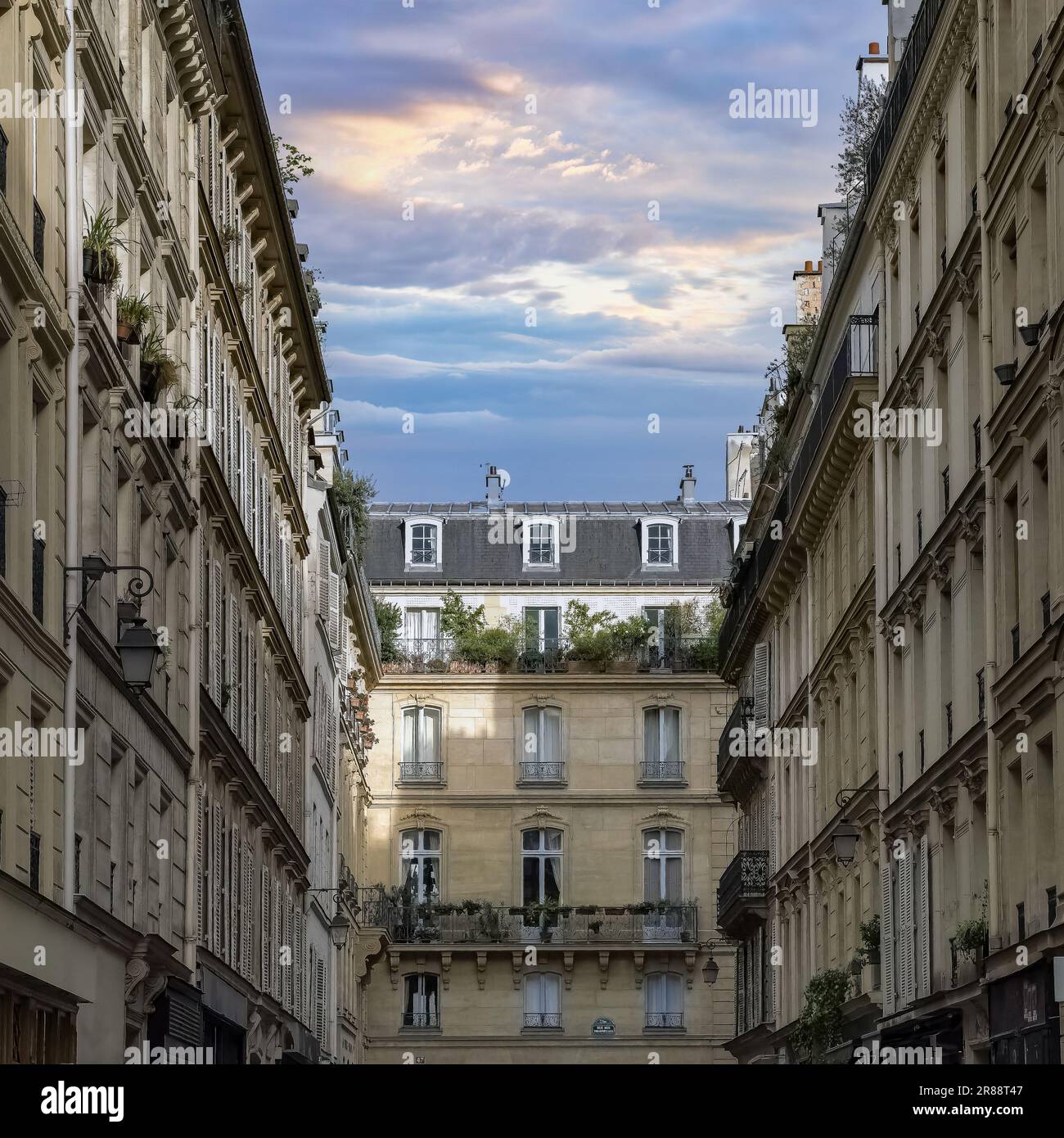 An exterior of beautiful architectural buildings in Paris, France Stock ...