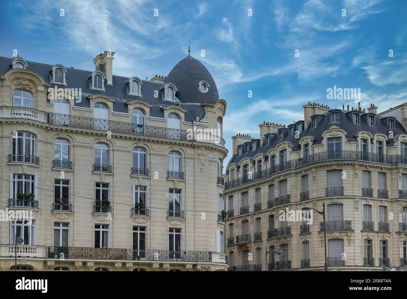 An exterior of beautiful architectural buildings in Paris, France Stock ...