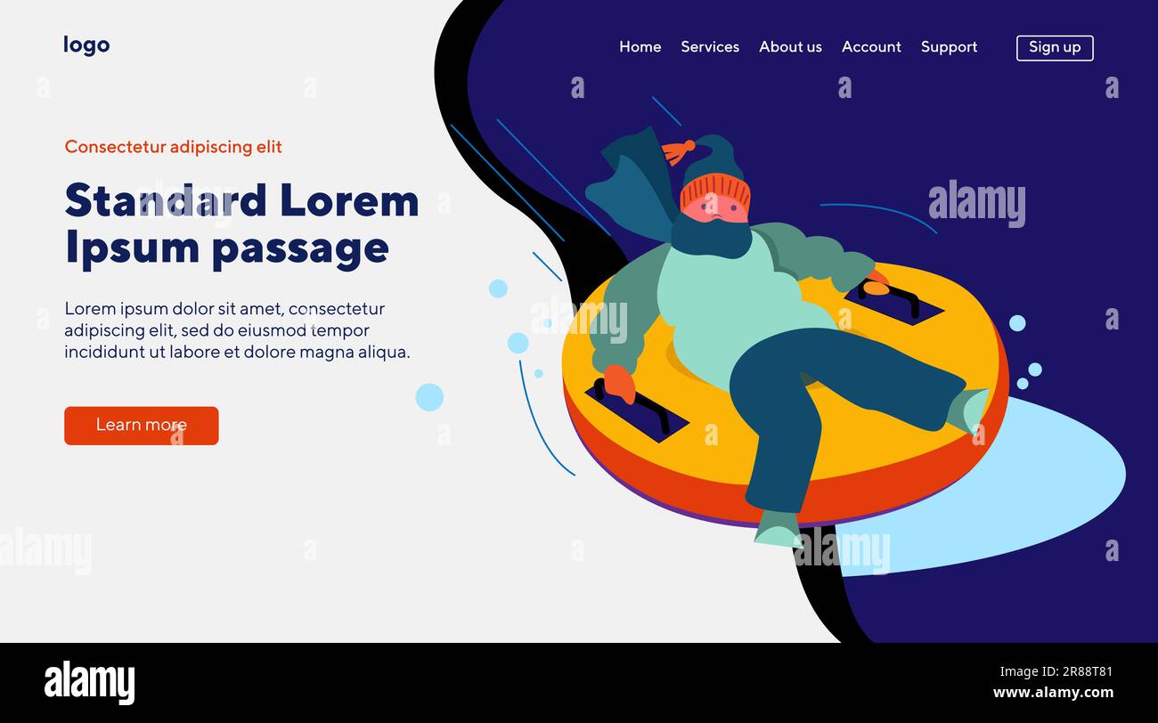 Kid sleighing on tubing sledge Stock Vector Image & Art - Alamy