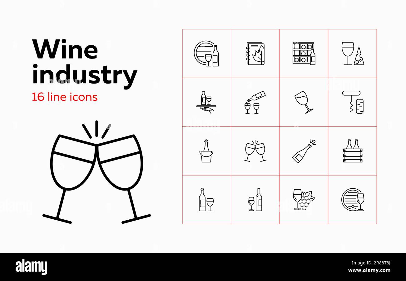 Wine store icons set Cut Out Stock Images & Pictures - Alamy