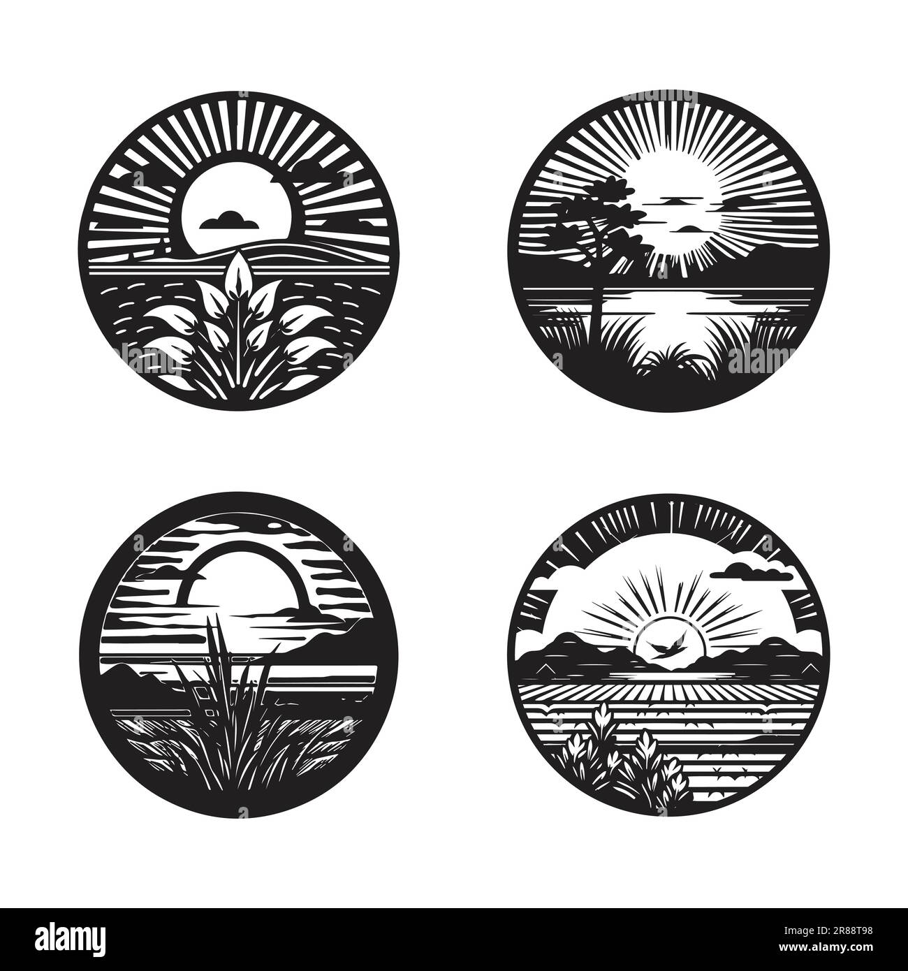 Vintage fields illustration Stock Vector Images - Alamy