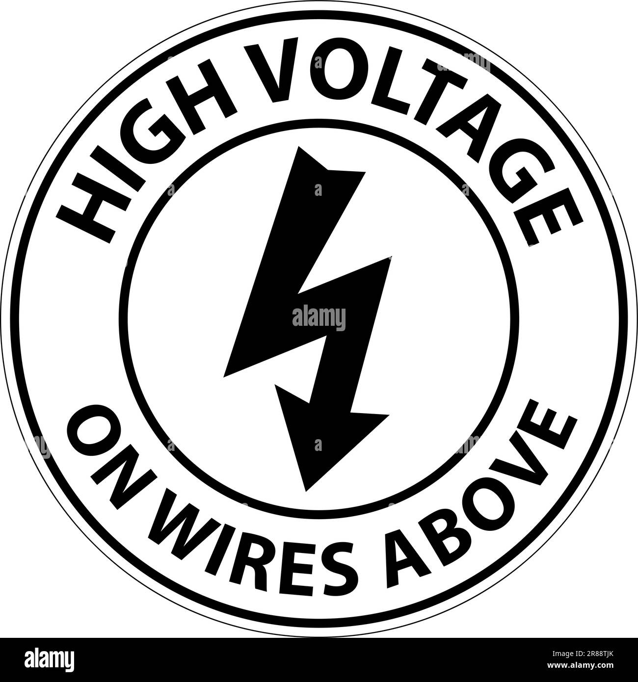 Notice High Voltage On Wires Above Sign On White Background Stock ...