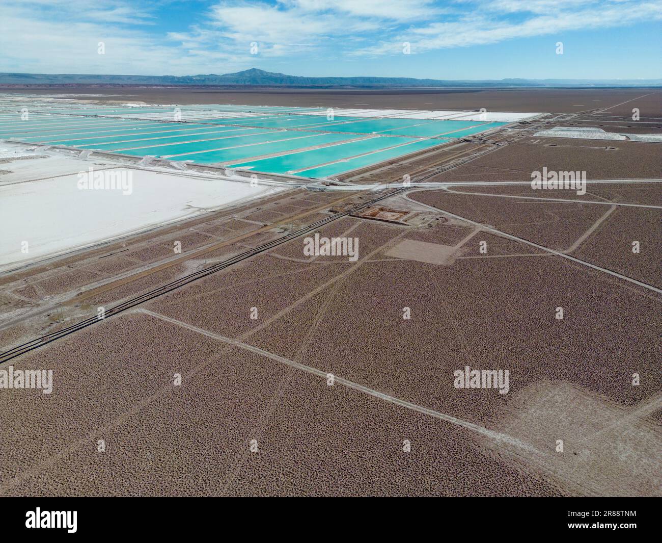 Lithium fields in the Atacama desert in Chile, South America - a surreal landscape where ...