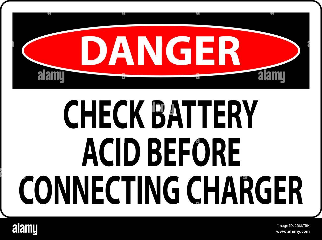 Danger Sign Check Battery Acid Before Connecting Charger Stock Vector ...