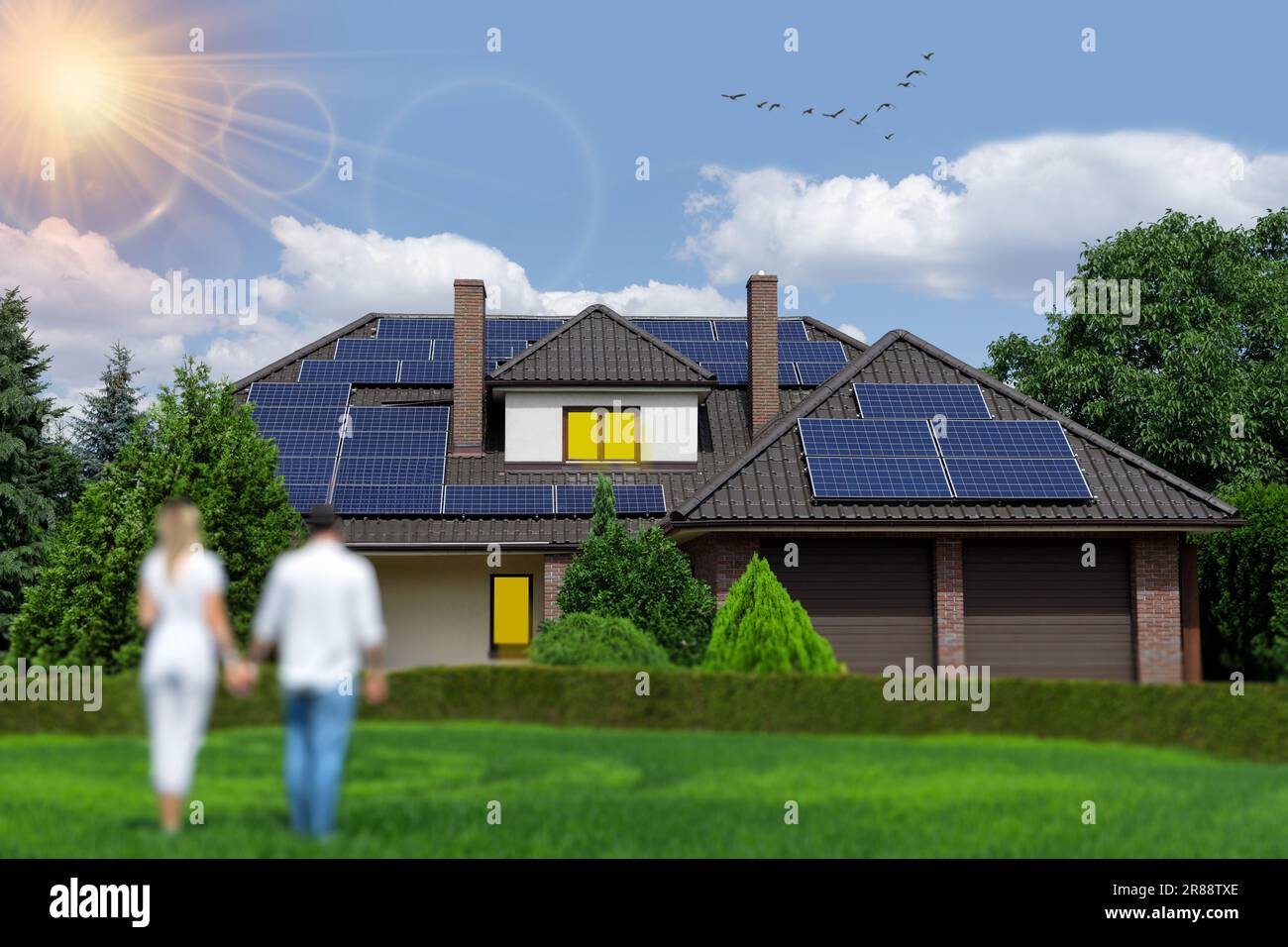 Couple solar panel roof hi-res stock photography and images - Alamy