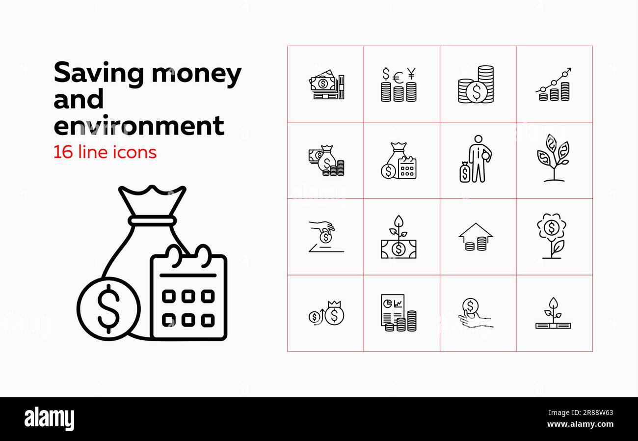 Saving money and environment icons Stock Vector Image & Art - Alamy