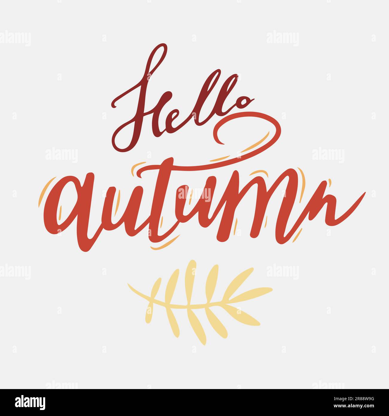 Caption Hello Autumn lettering calligraphy. Vector illustration on ...
