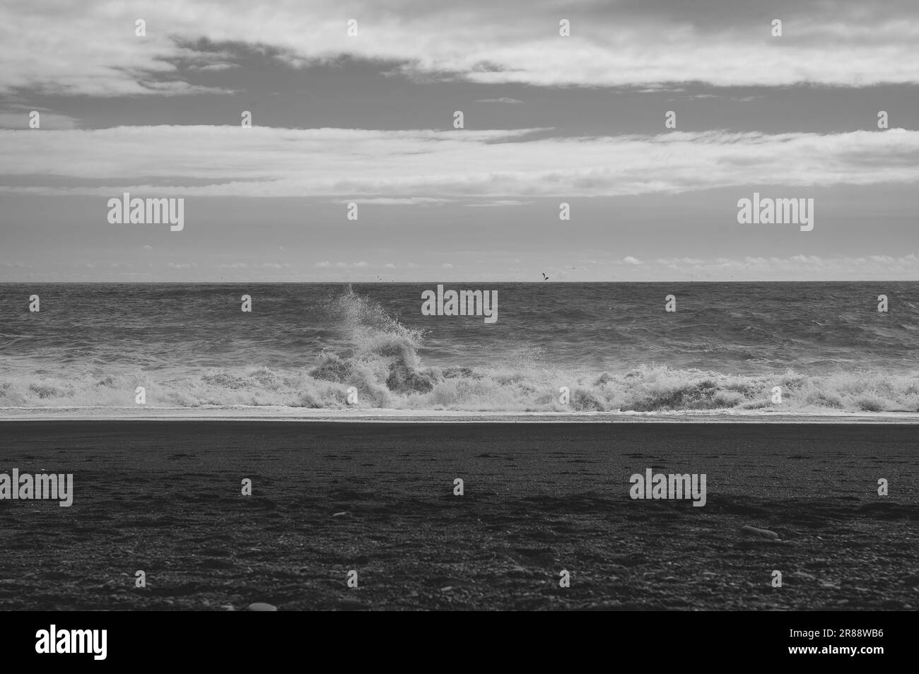 Dangerous black sand beach, Iceland Stock Photo - Alamy