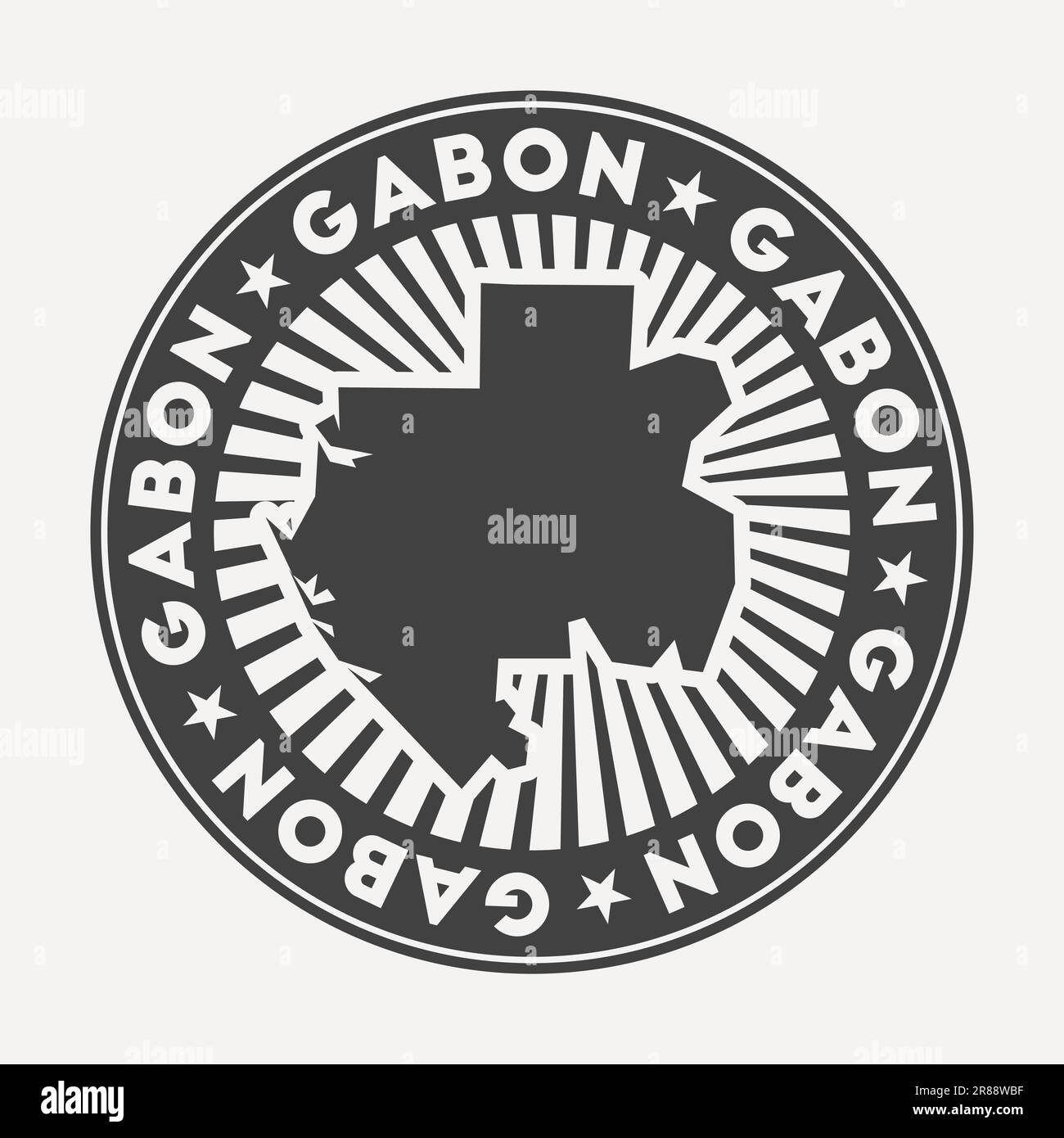 Gabon round logo. Vintage travel badge with the circular name and map ...