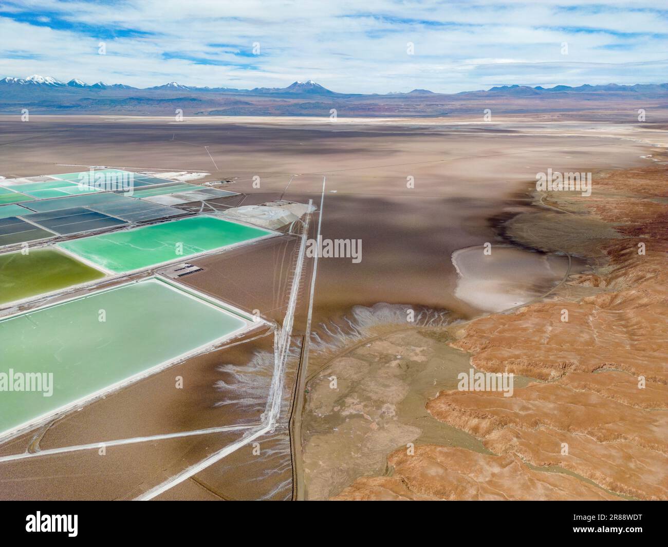 Lithium fields in the Atacama desert in Chile, South America - a surreal landscape where ...
