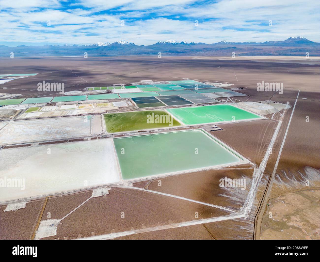 Lithium fields in the Atacama desert in Chile, South America - a surreal landscape where ...