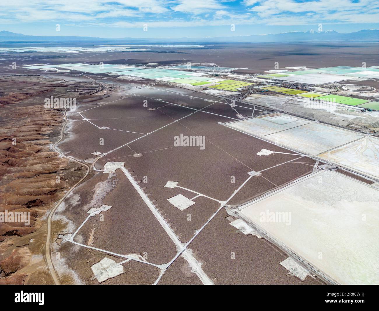 Lithium fields in the Atacama desert in Chile, South America - a surreal landscape where ...