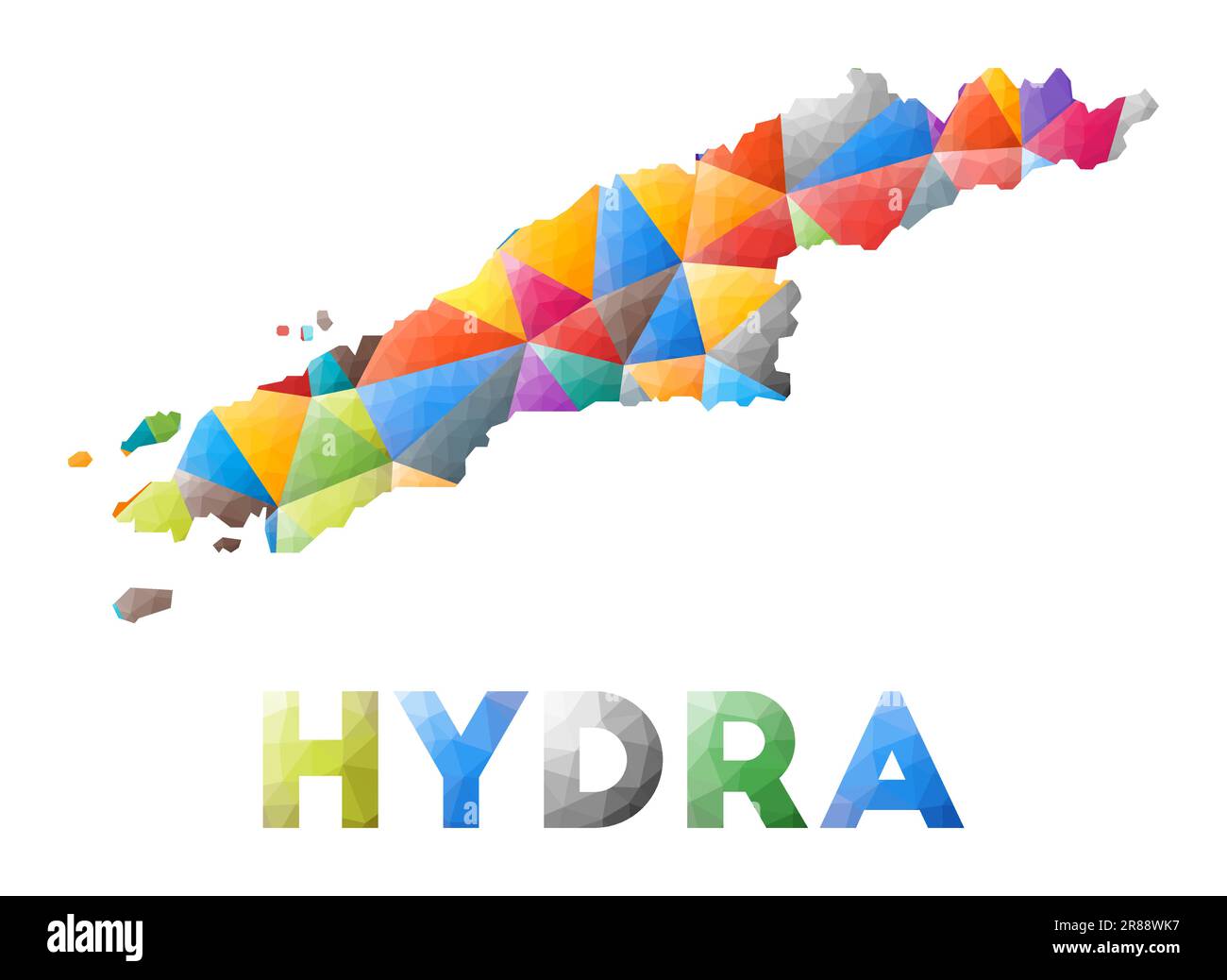 Hydra - colorful low poly island shape. Multicolor geometric triangles ...