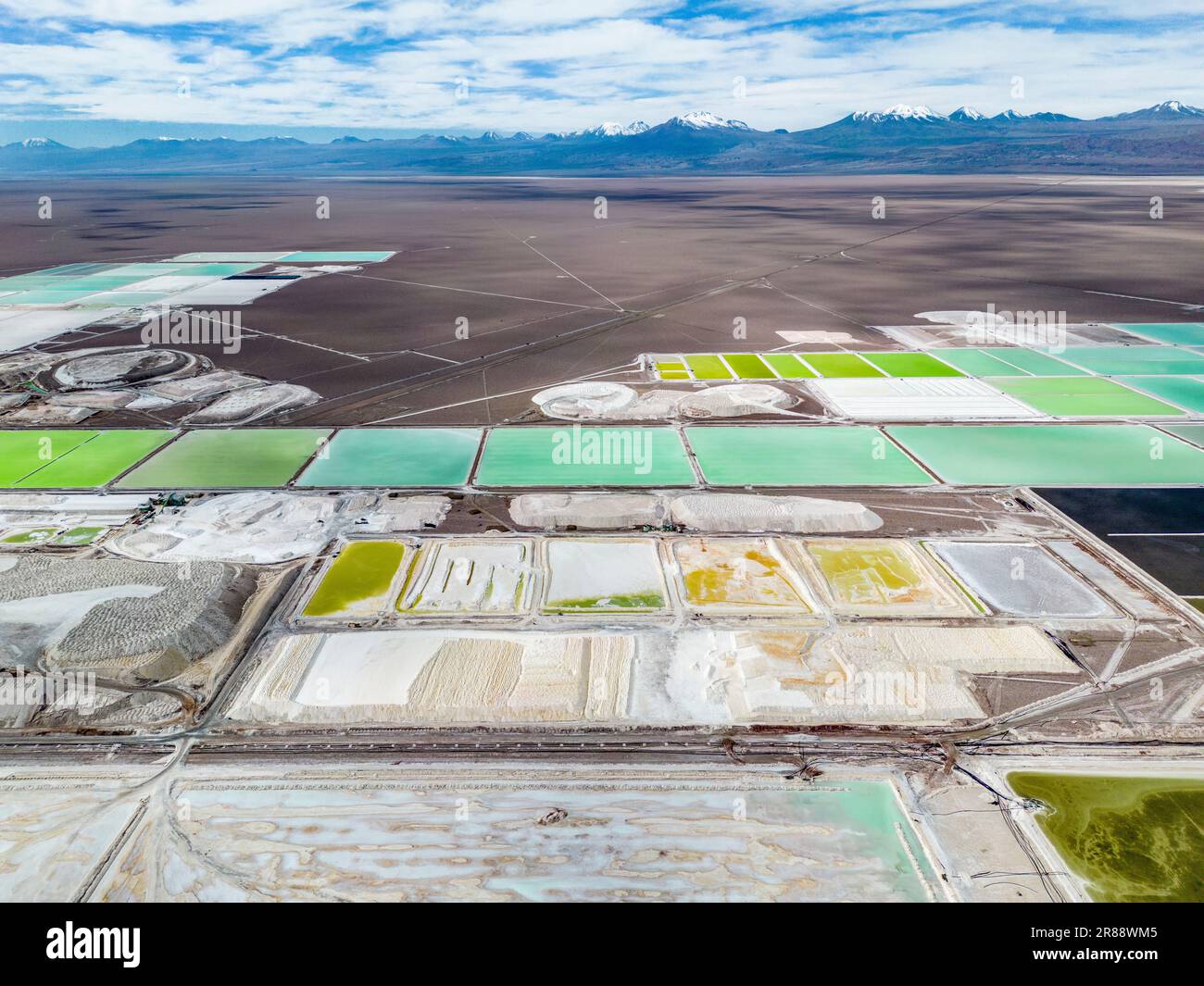 Lithium fields in the Atacama desert in Chile, South America - a surreal landscape where ...