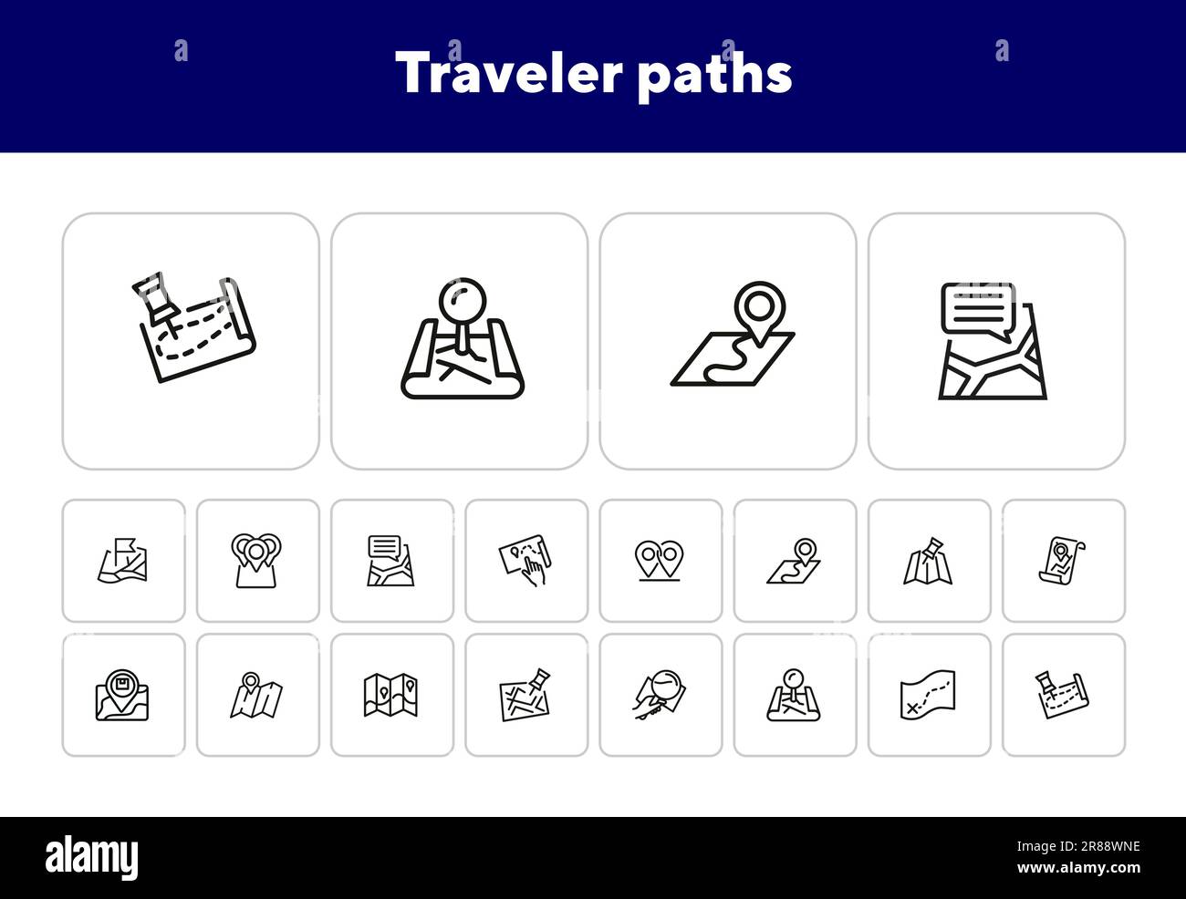 Traveler paths line icon set Stock Vector Image & Art - Alamy