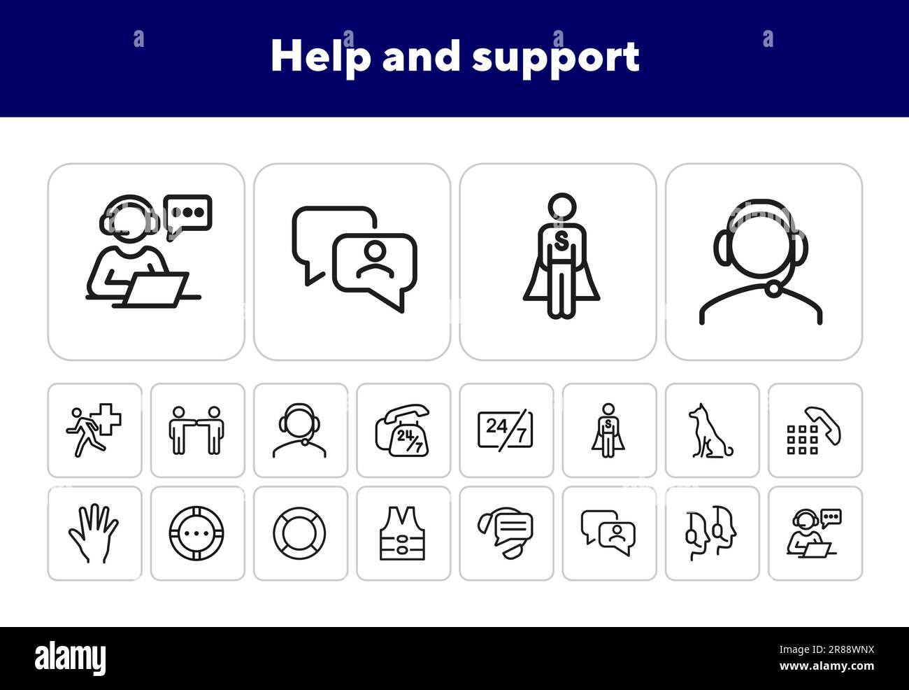 Help and support icons Stock Vector Image & Art - Alamy