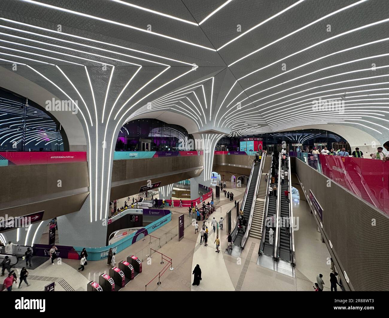 Modern design of Metro station in Doha, Qatar Stock Photo - Alamy