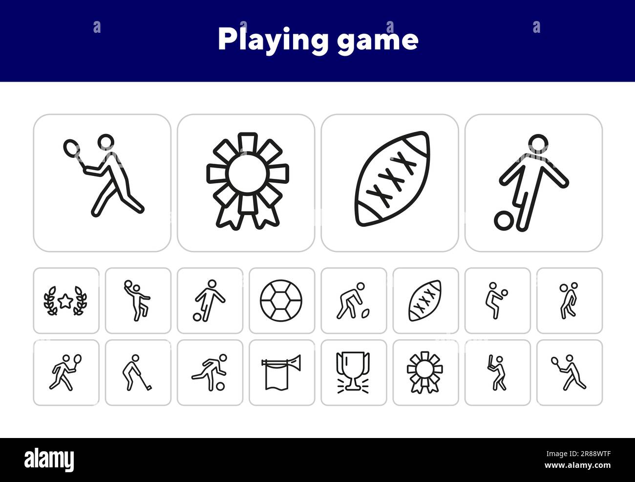 Playing game line icon set Stock Vector Image & Art - Alamy