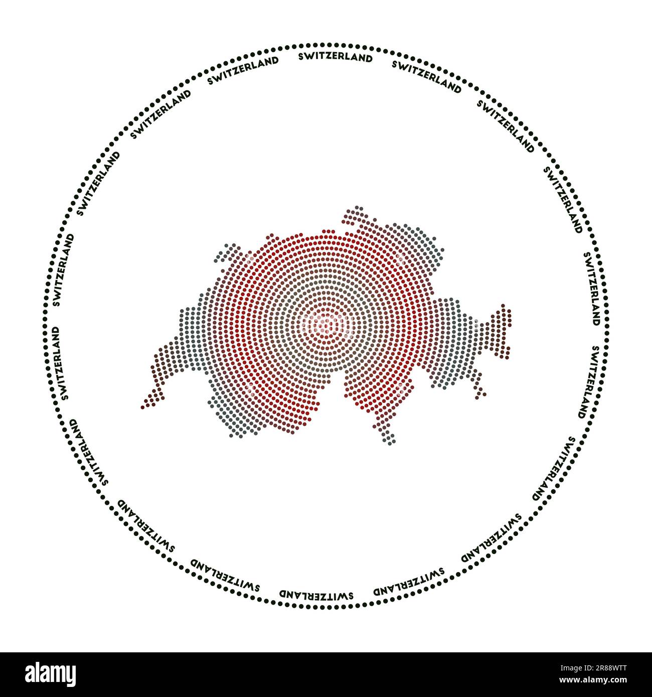 Switzerland round logo. Digital style shape of Switzerland in dotted ...