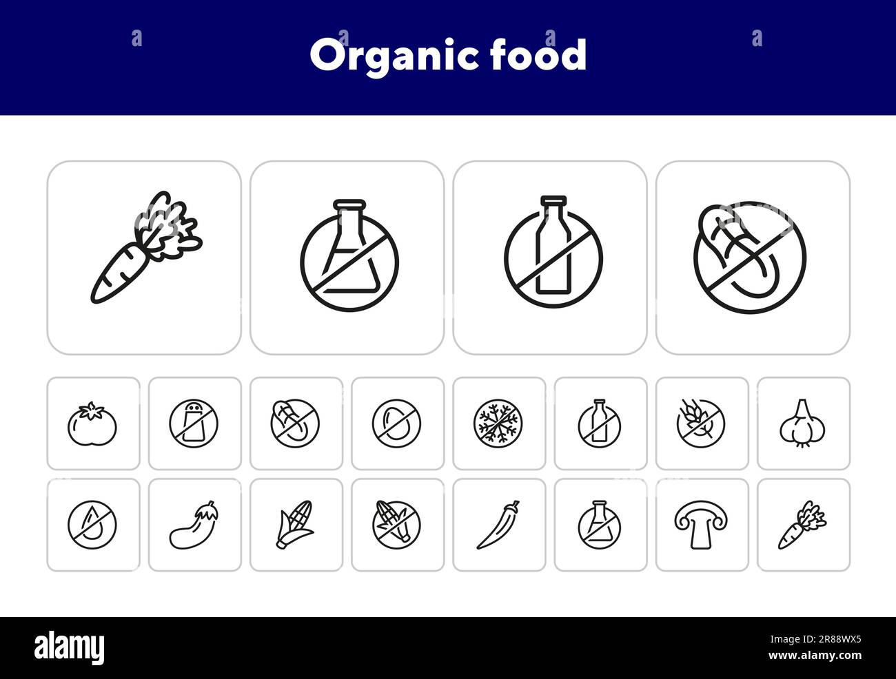 Organic food line icon set Stock Vector Image & Art - Alamy
