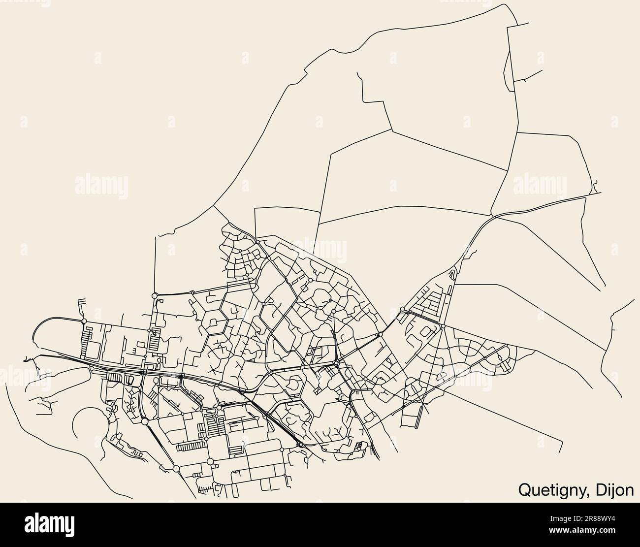 Street roads map of the QUETIGNY QUARTER, DIJON Stock Vector Image ...