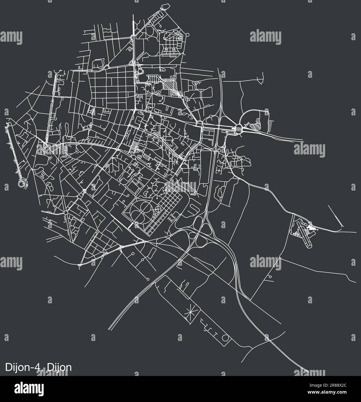 Street roads map of the DIJON-4 CANTON, DIJON Stock Vector Image & Art ...
