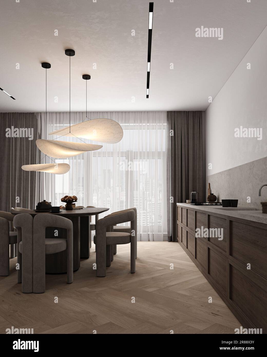 Modern simple scandinavian style kitchen interior design. Decoration ...