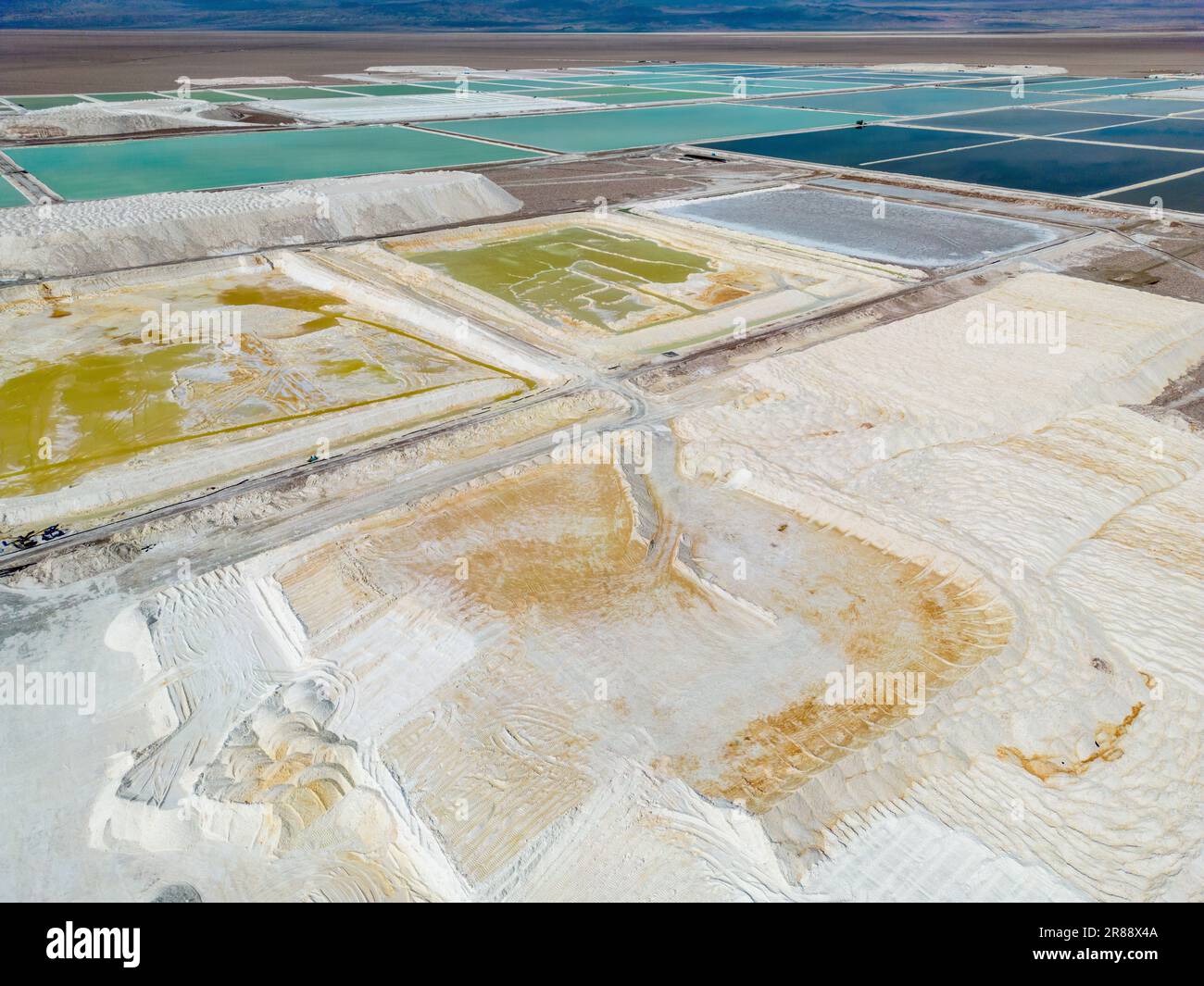Lithium fields in the Atacama desert in Chile, South America - a surreal landscape where ...