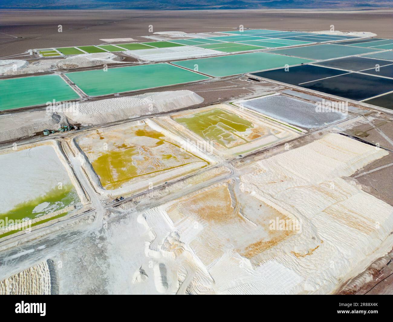 Lithium fields in the Atacama desert in Chile, South America - a surreal landscape where ...