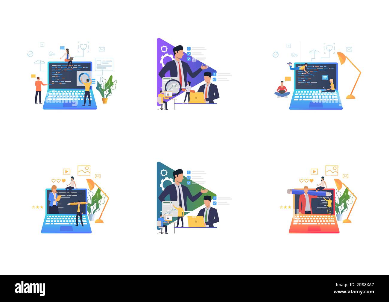 Set of people working on laptops Stock Vector Image & Art - Alamy
