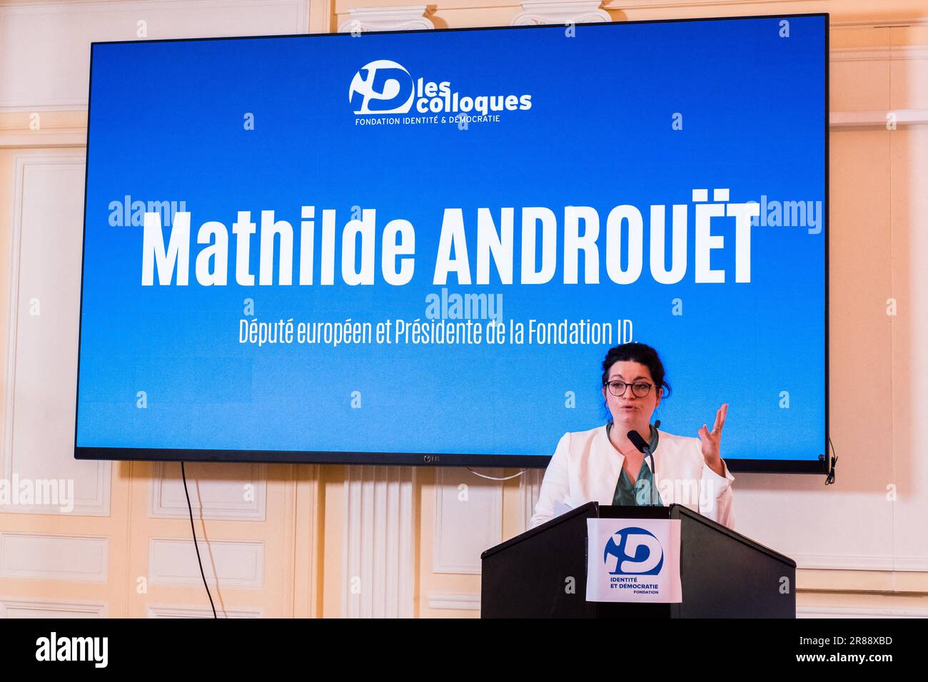 Paris, France. 19th June, 2023. MEP Mathide Androuet during conference ...