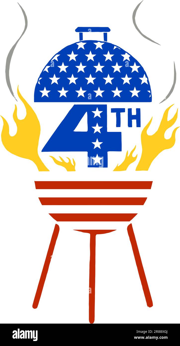 happy 4th charcoal grill, 4th of July, cut file Stock Vector Image ...
