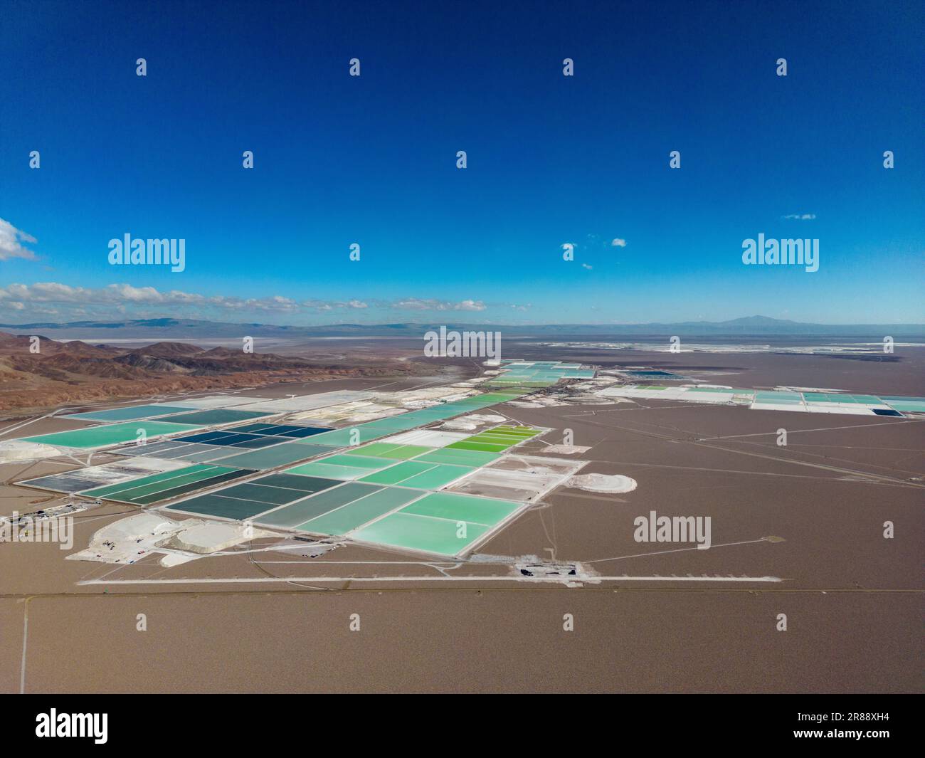 Lithium fields in the Atacama desert in Chile, South America - a surreal landscape where ...