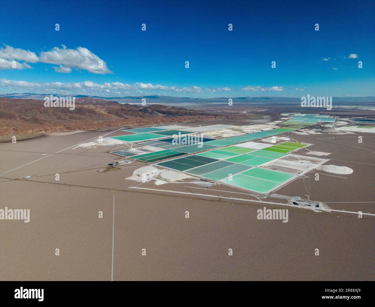 Lithium fields in the Atacama desert in Chile, South America - a surreal landscape where ...